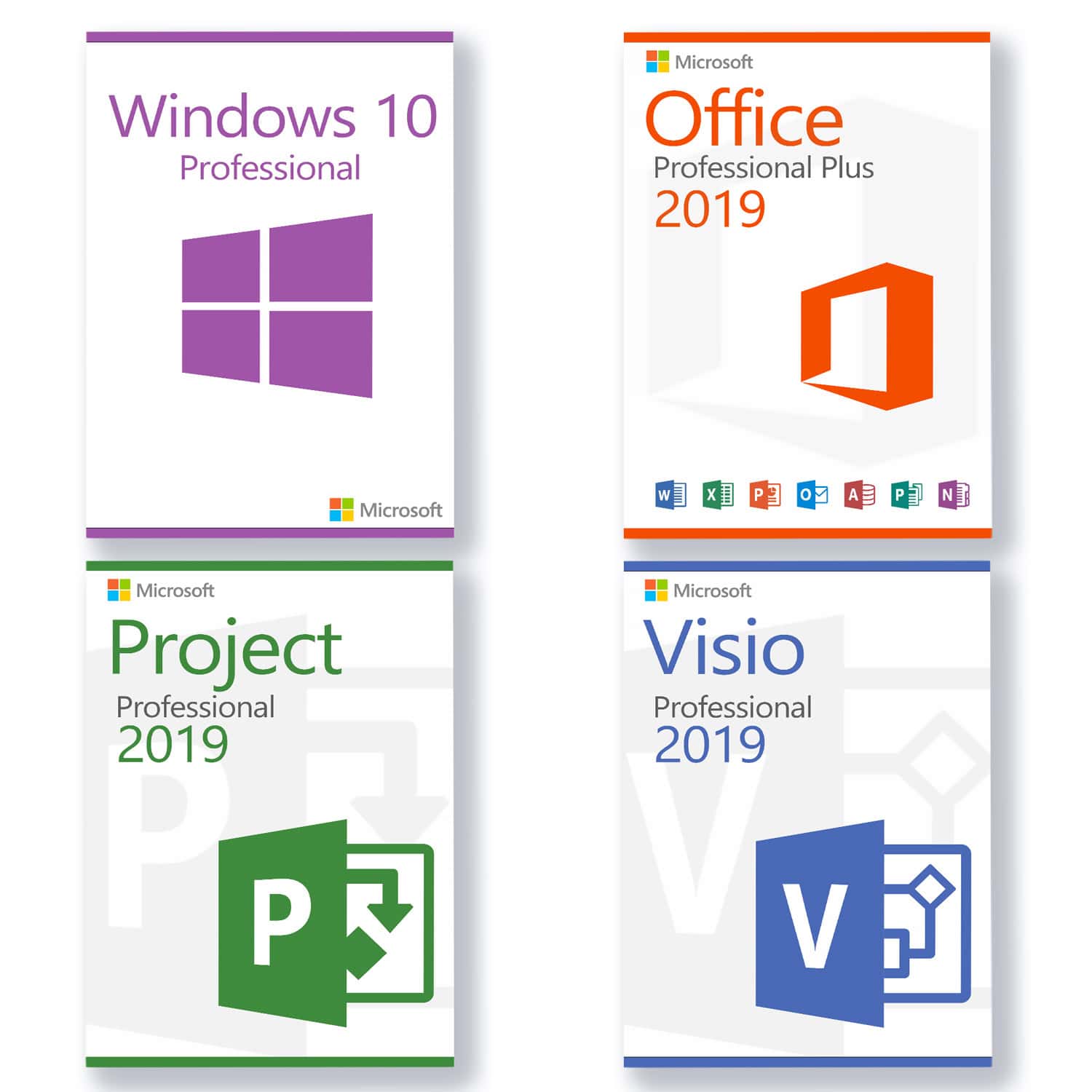 Microsoft Windows 10 Professional + Microsoft Visio 2019 Professional + Microsoft Project 2019 ...